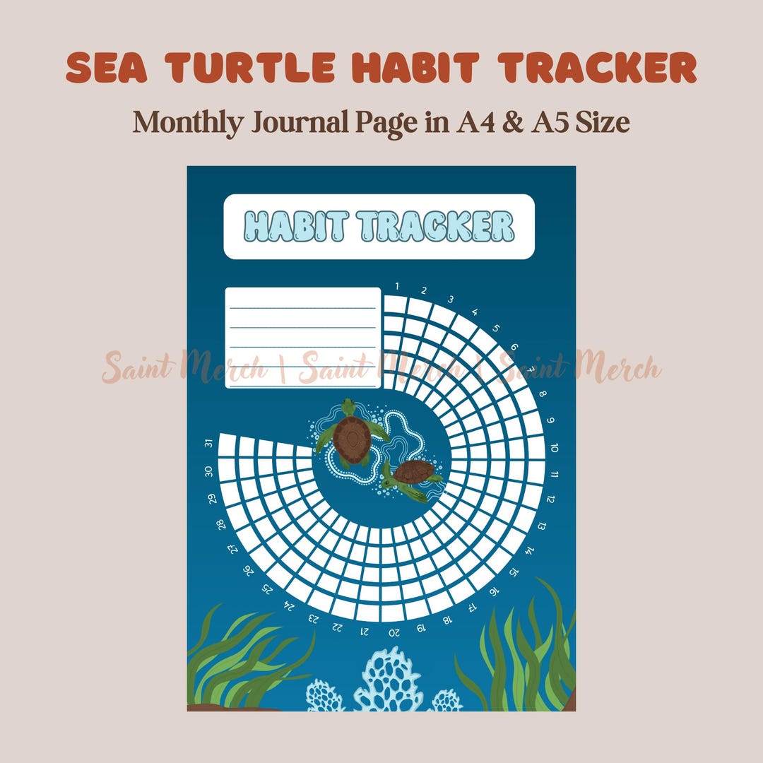 Sea Turtle Habit Tracker Printable: Daily Journal Page (A4 & A5 PDF) - Etsy