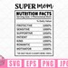 Super Mom Nutrition Facts Svg, Mothers Day Svg, Funny Mom Svg, Mom Humor Svg, Nutrition Fact ...