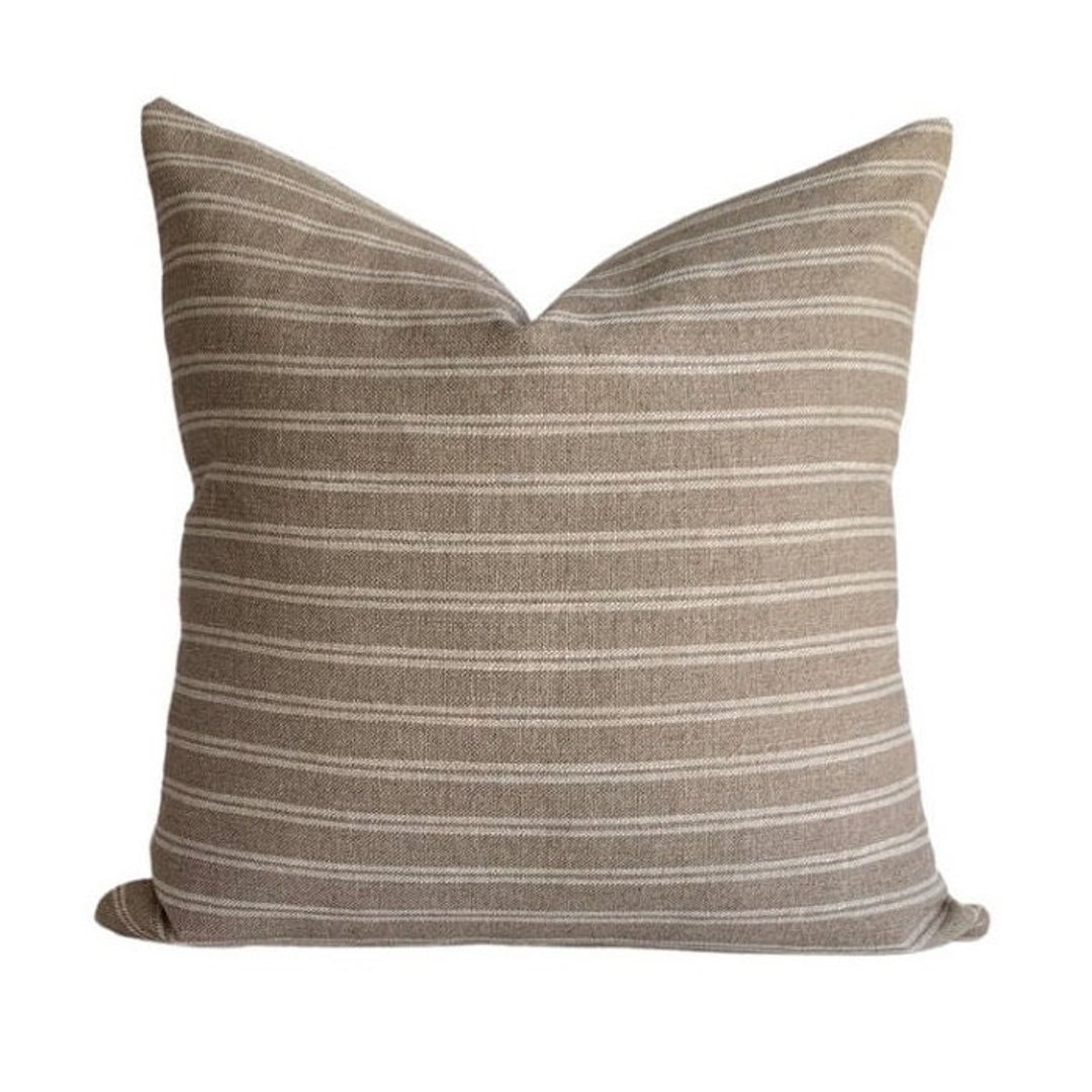 Brown Striped Pillow Cover, Designer Pillow, Neutral Home Decor, Brown ...