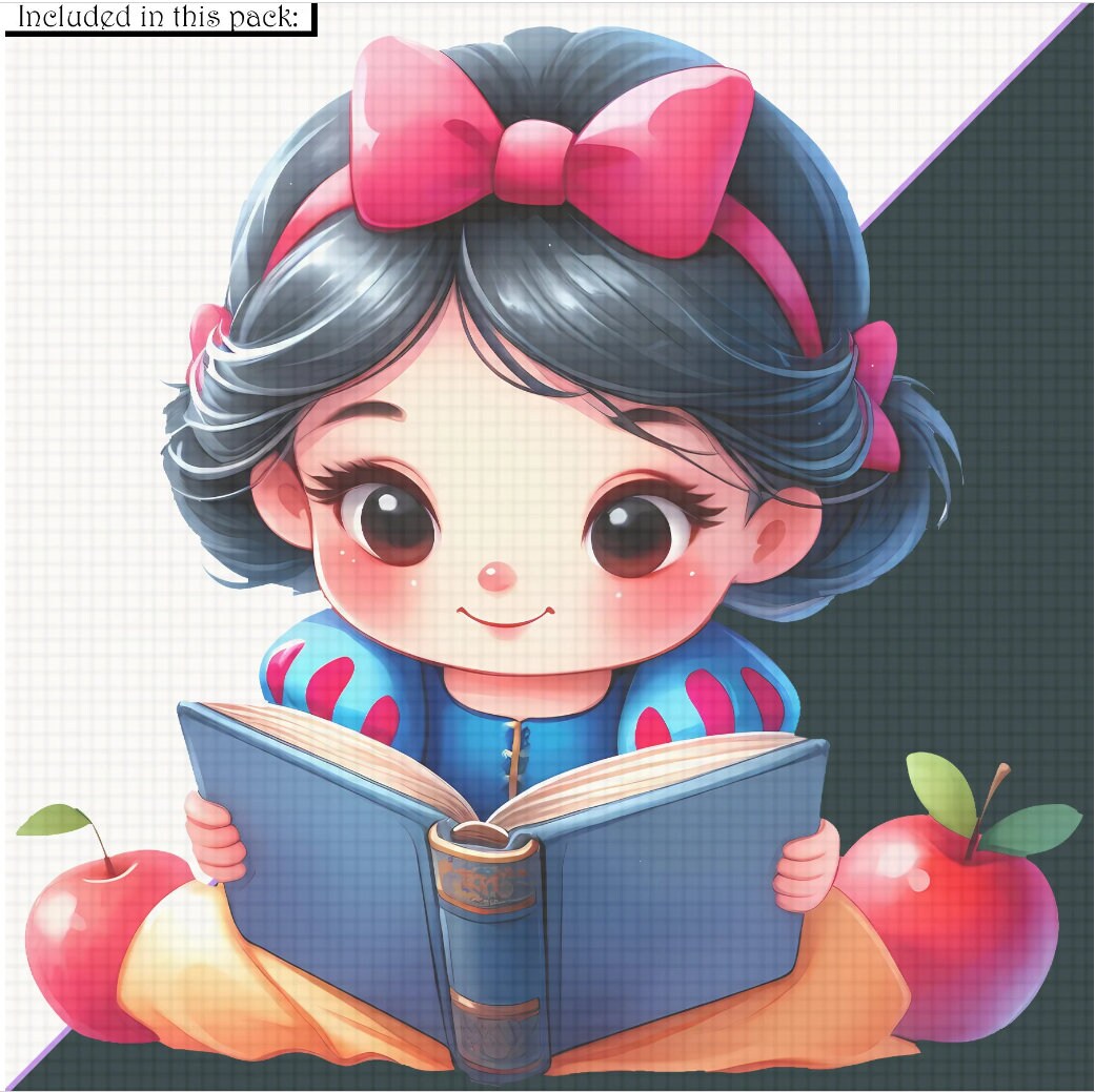 Reading Princesses Clipart Set, Transparent Background PNG Images ...