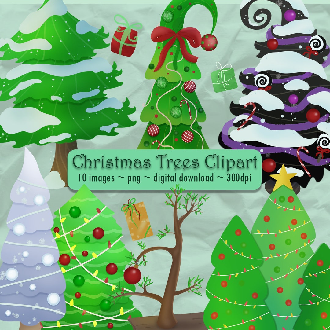 Christmas Tree Clipart Set Instant Download Holiday - Etsy
