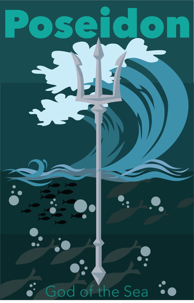 Poseidon Print Greek Mythology Prints Ocean Print History - Etsy