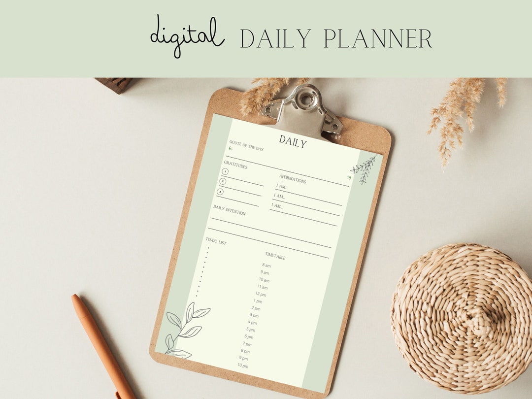 Daily Planner- Digital & Printable Planner- for Ipad, Goodnotes and ...