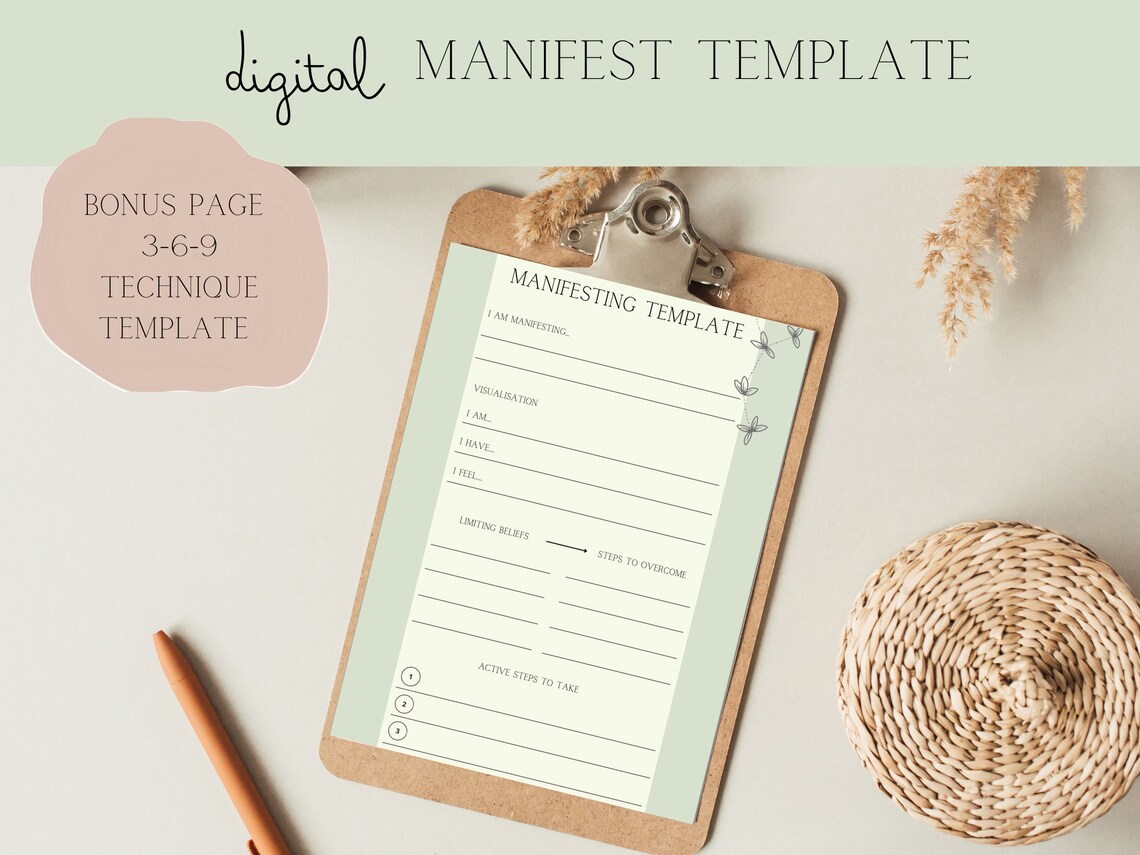 Manifesting Template- Digital & Printable Template- for Ipad, Goodnotes ...