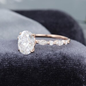14K Rose Gold Anniversary Ring Set 2 CT Oval Moissanite Engagement Ring ...