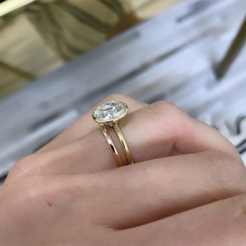 Classic Bezel Set Wedding Ring 3.0 CT Old European Cut - Etsy