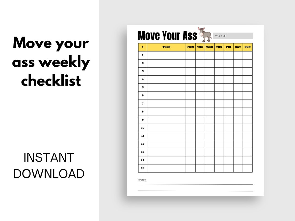 Weekly Checklist Motivational Chore Chart - Etsy