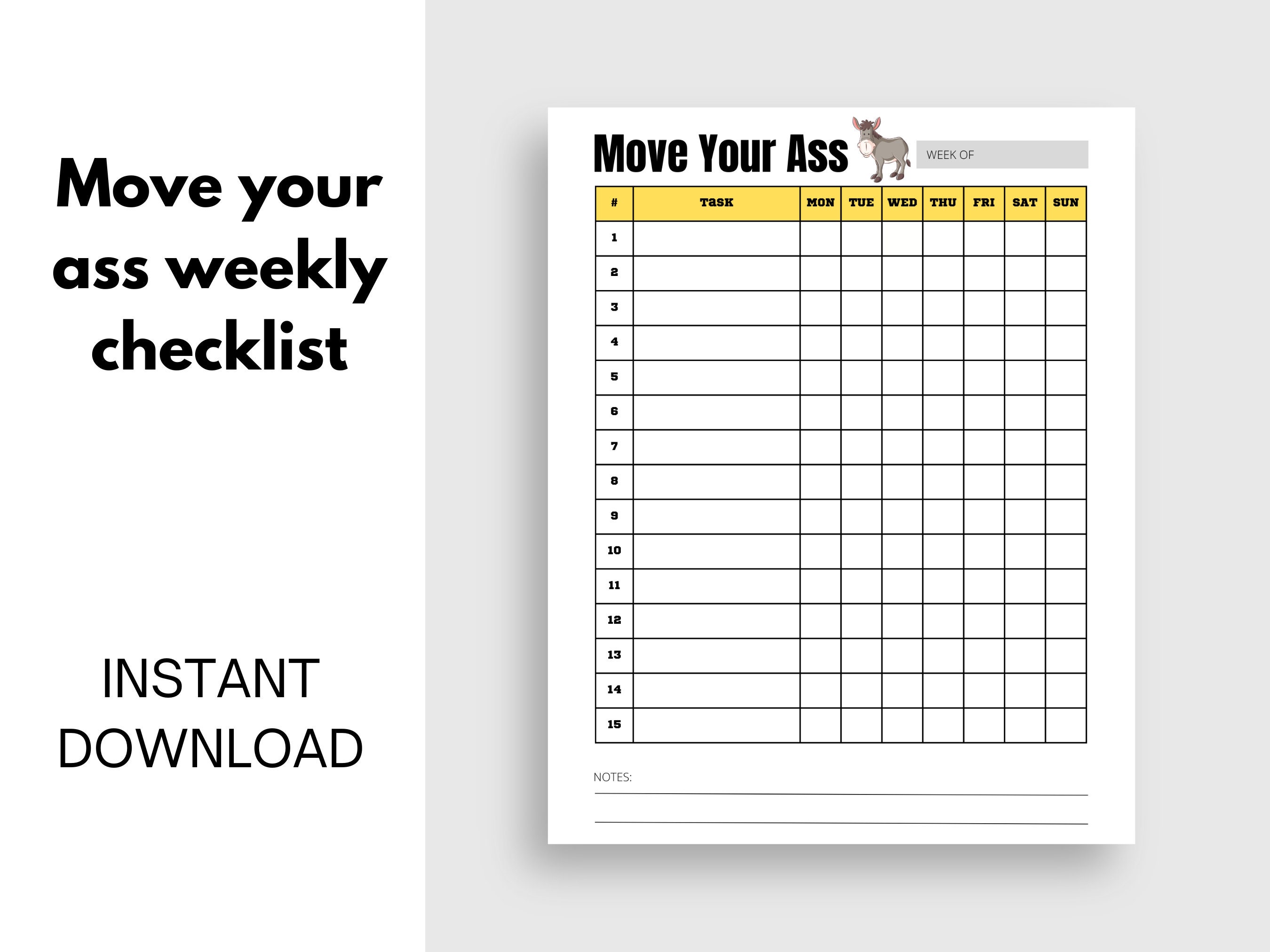Weekly Checklist Motivational Chore Chart - Etsy