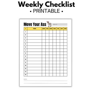 Weekly Checklist Motivational Chore Chart - Etsy