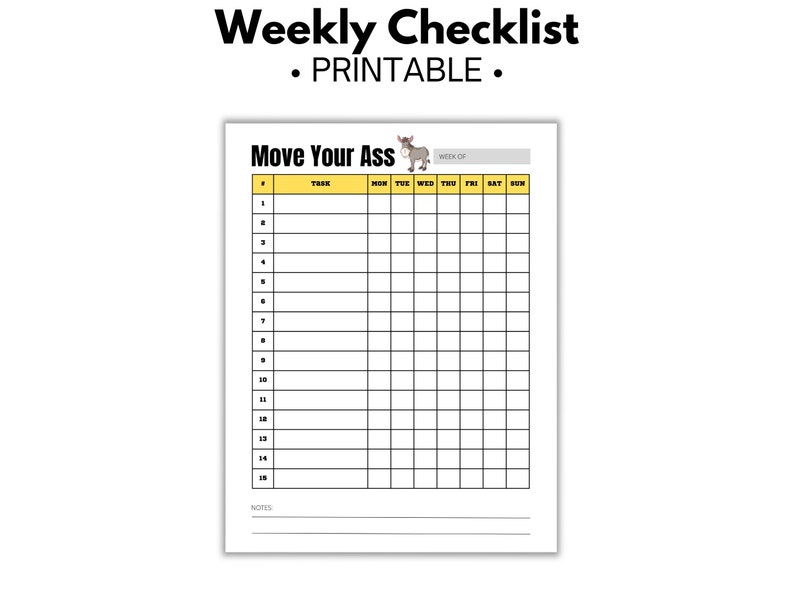 Weekly Checklist Motivational Chore Chart - Etsy