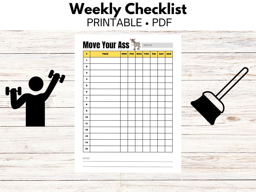 Weekly Checklist Motivational Chore Chart - Etsy