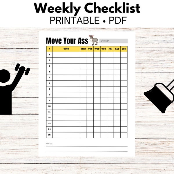 Weekly Checklist Motivational Chore Chart - Etsy