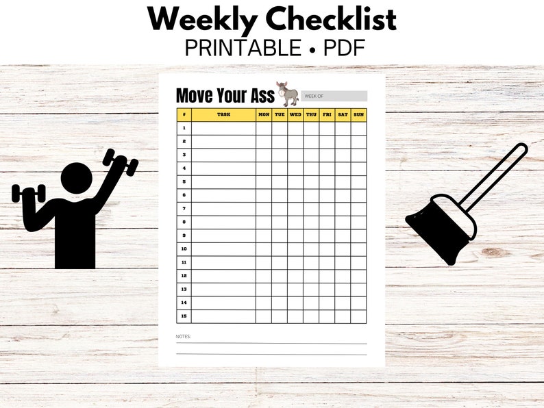 Weekly Checklist Motivational Chore Chart - Etsy
