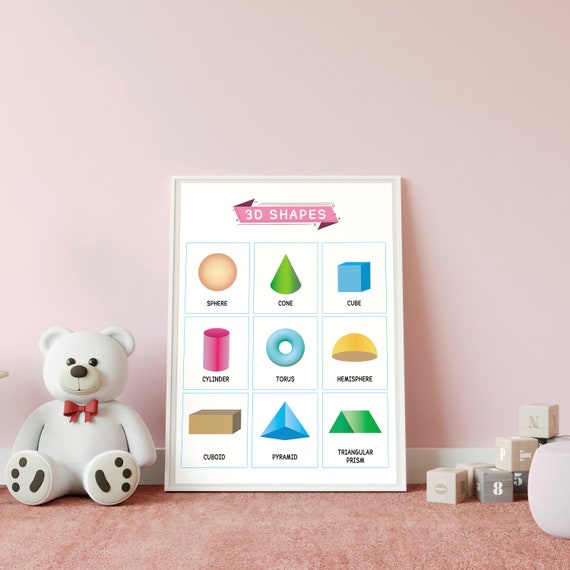 3D Shapes Poster Educational Wall Art Class Room Decoration | Etsy