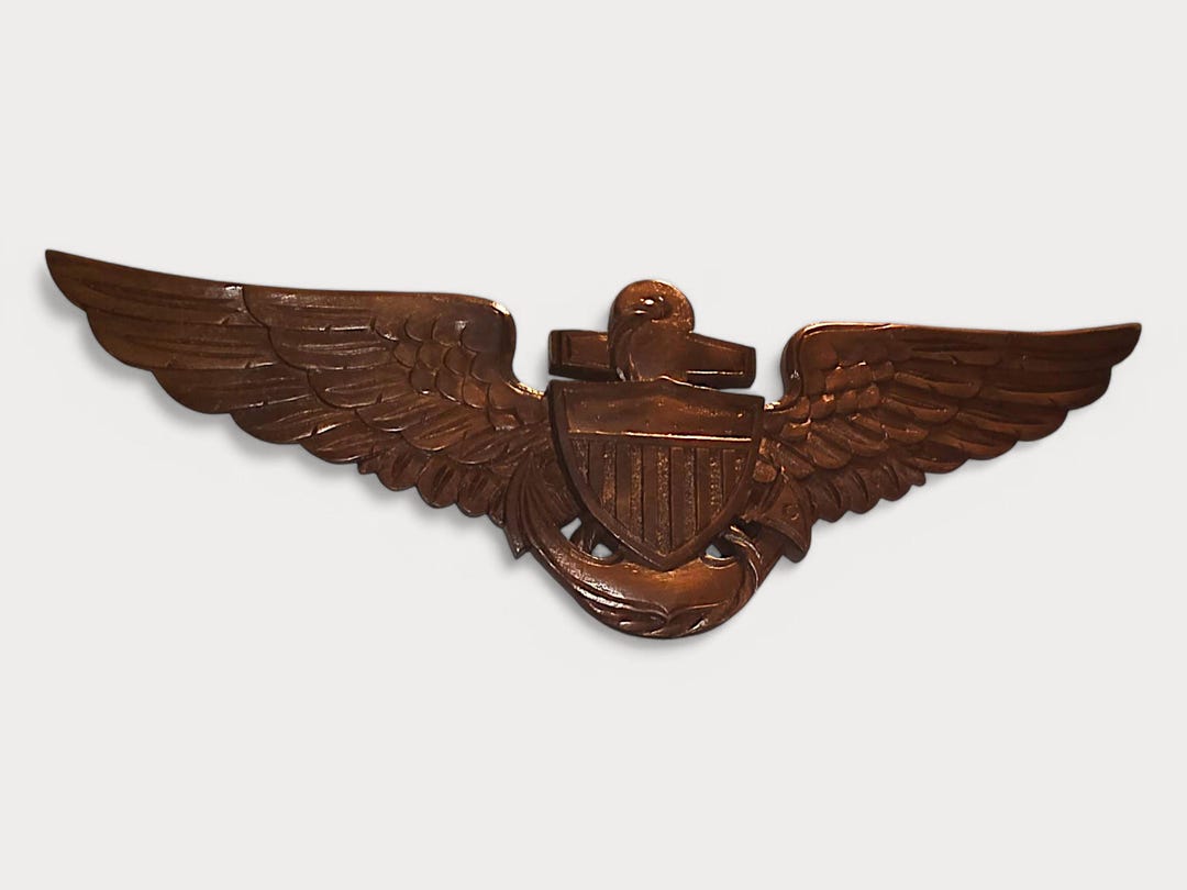 WWII Naval Aviator Wings - Large Wooden Plaque, 29 3/4" Wide, Fighter ...