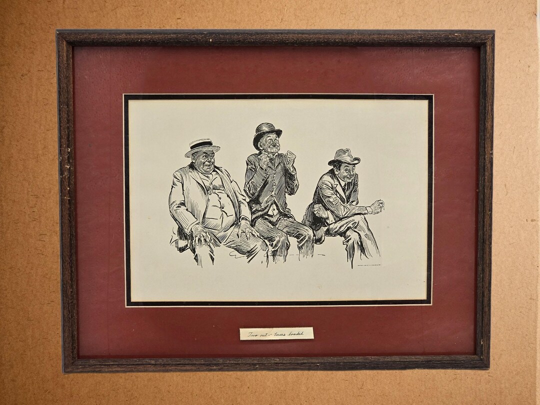 Antique "two Outs Bases Loaded" Satirical Print From Charles Dana ...