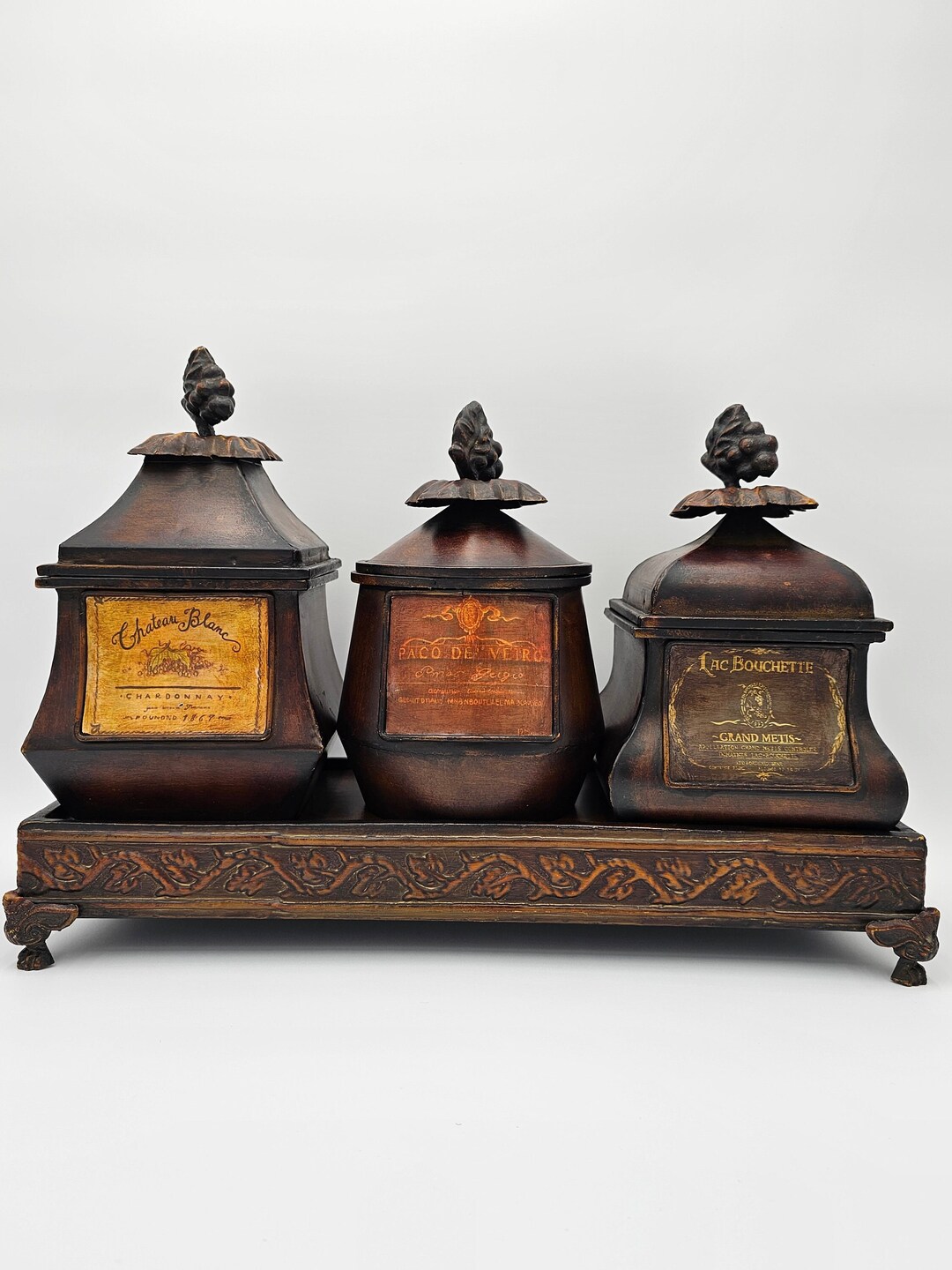 Rustic Tuscany Themed Wine Storage Containers With Stand - Etsy