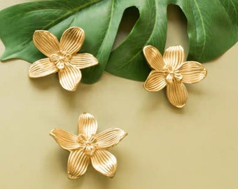 Solid Brass Flower Knobs Cupboard Drawer Pulls Wardrobe Knob - Etsy