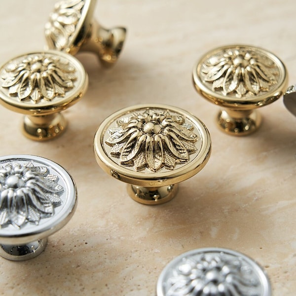 Brass Flower Knob - Etsy