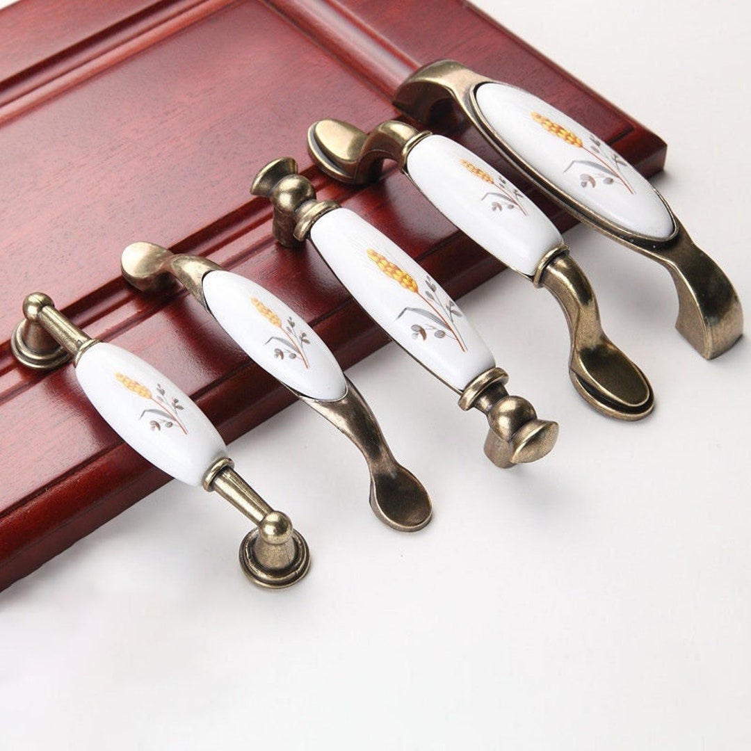 Rustic Ceramic Cabinet Handles Pull Wheat Door Handles - Etsy