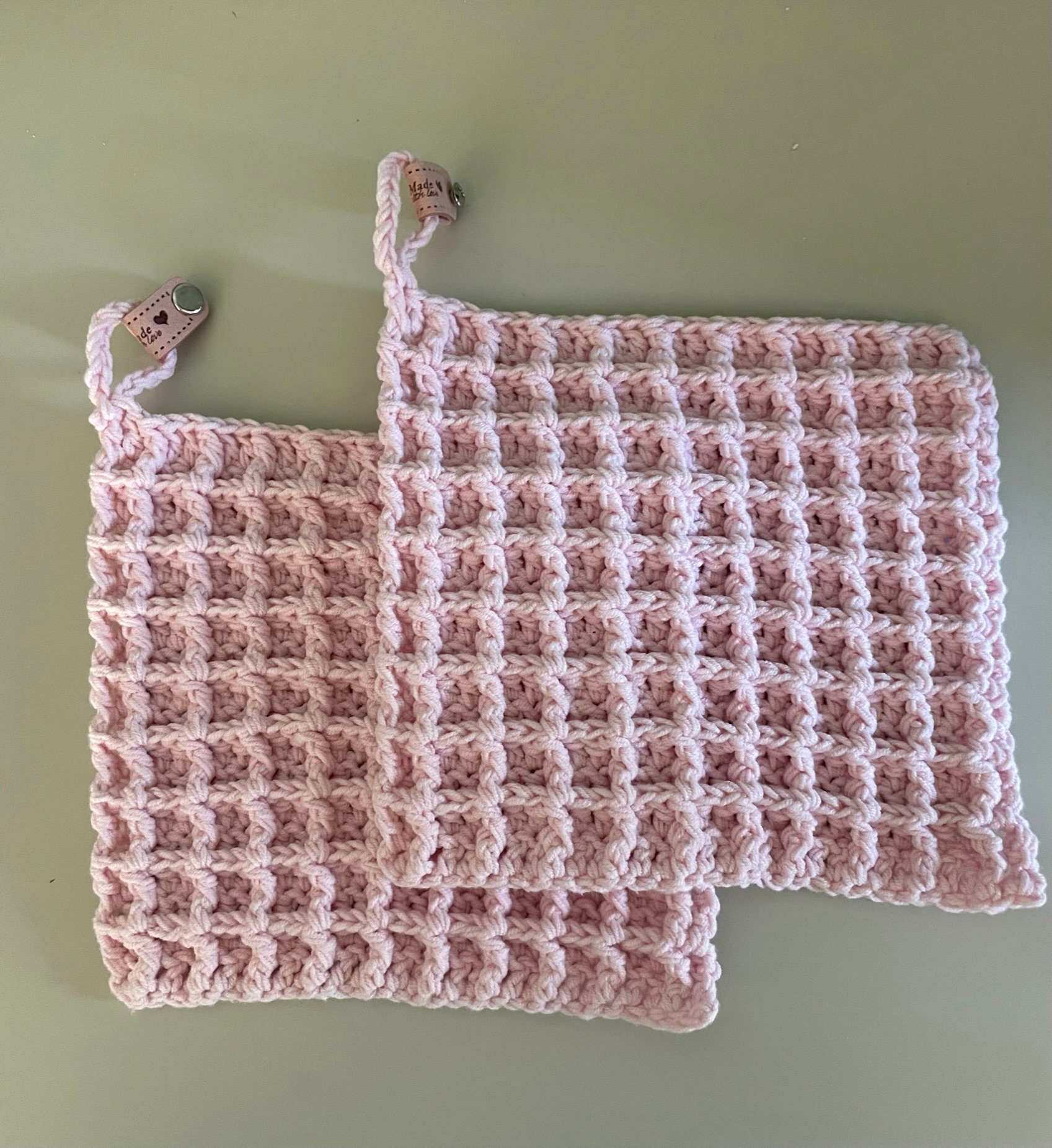 Pot Holders Crocheted in a Waffle Pattern. in Pastel Colors. Hanging ...