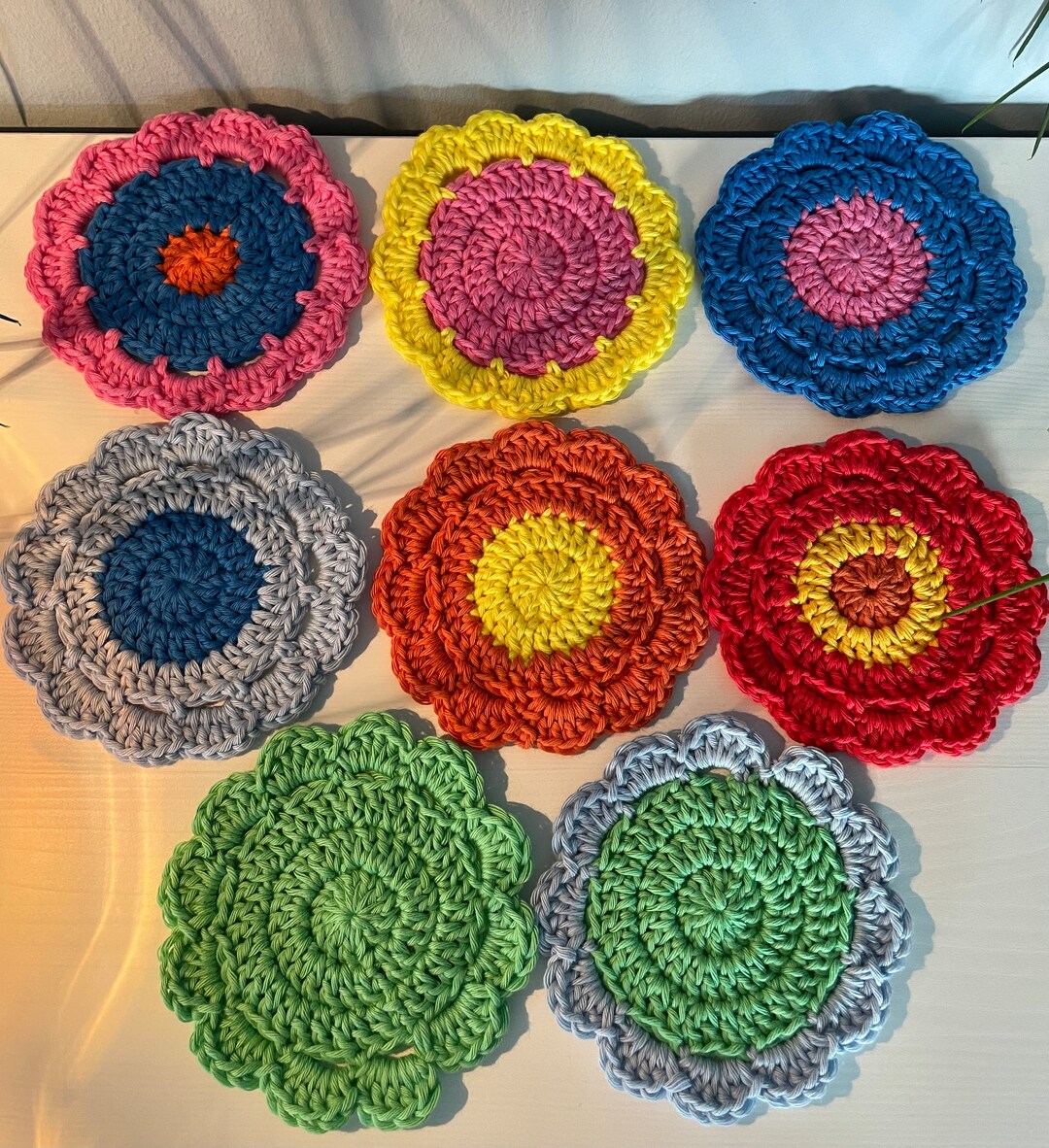 Crocheted Coasters, Crocheted Glass Coasters, Placemats, Made From ...