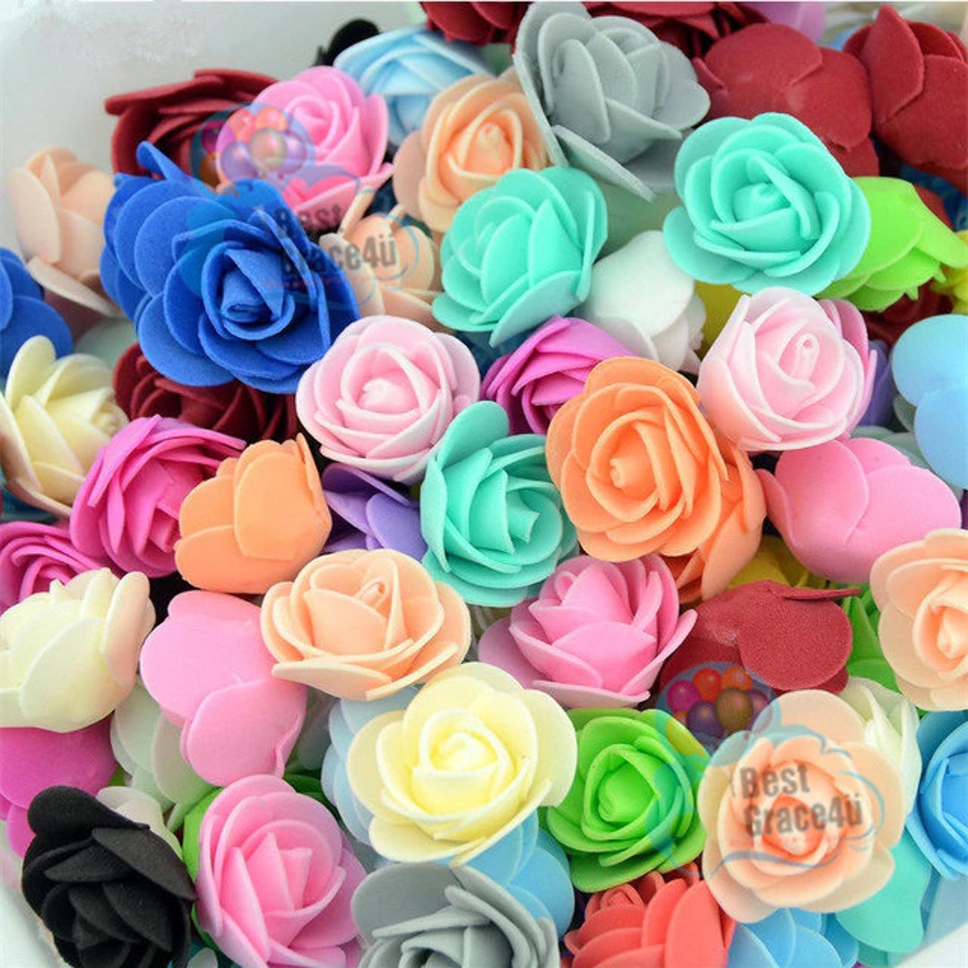10/100 Foam Mini Roses WHOLESALE Heads Buds Small Flowers Wedding Home ...