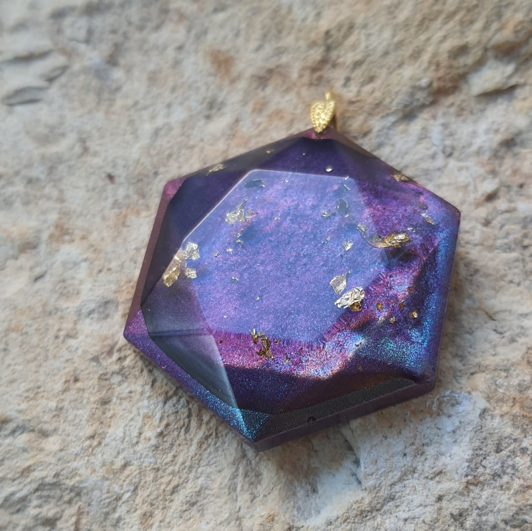 Large Purple Gold Resin Star of David Pendant, Bohemian Aurora Galaxy ...