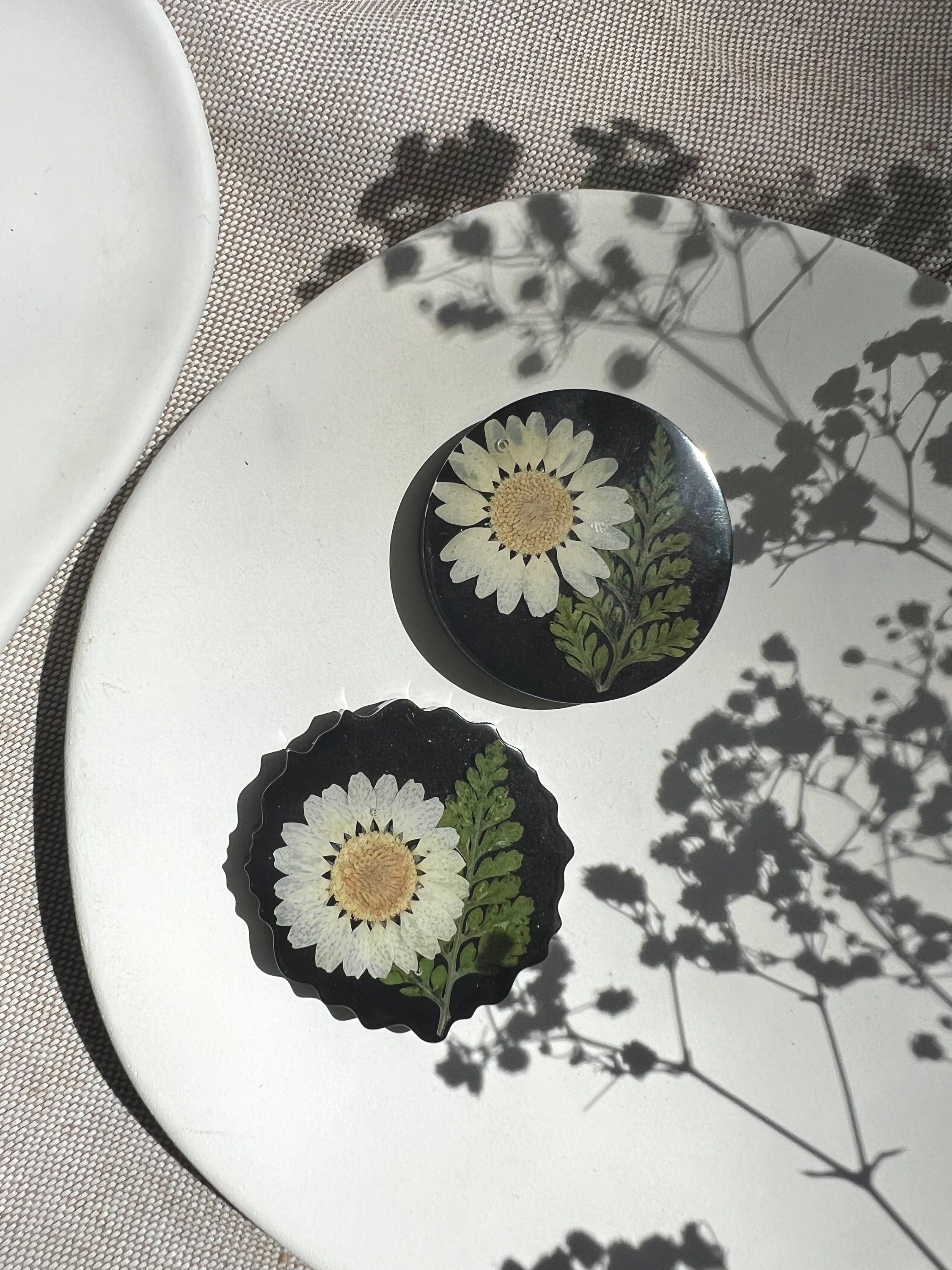 2pc/foral Irregular Round Heart Shape Daisy Fern Pressed Flowers ...