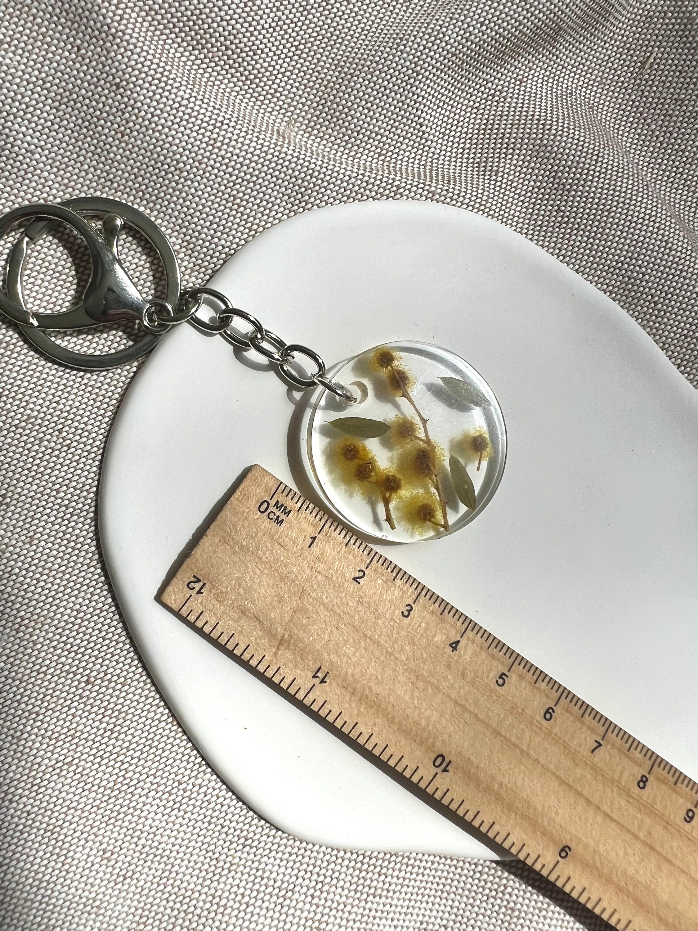 Australian Native Golden Wattle Pressed Flowers Handmade Resin Keychain ...