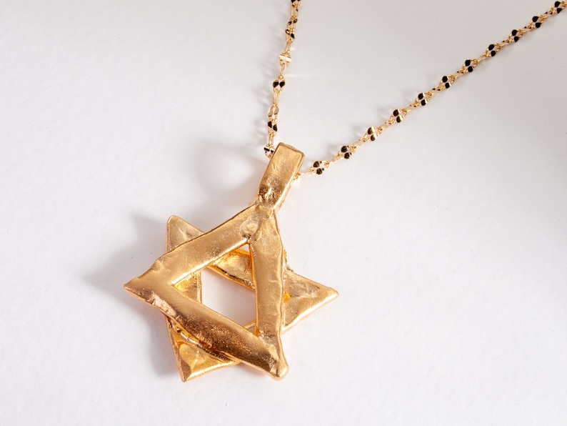 David Star Necklace, Magen David Necklace, Star of David Chain, Judaica ...
