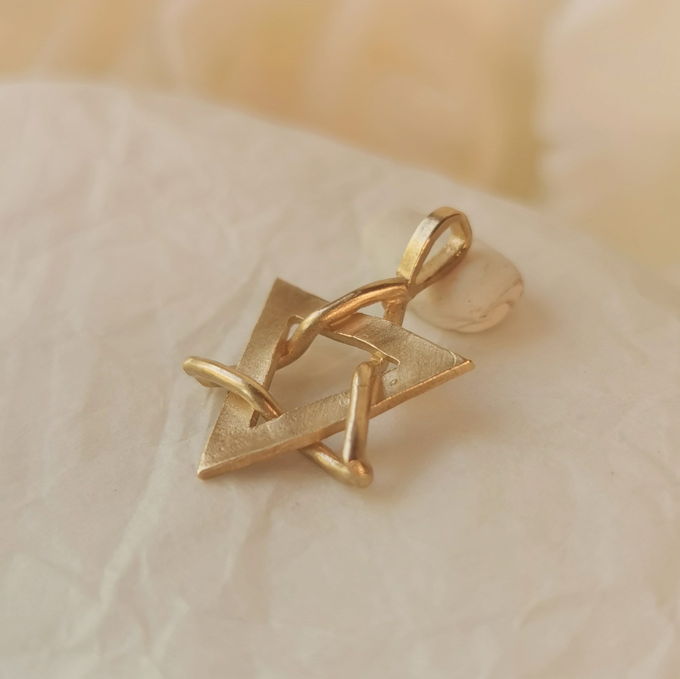 Delicate Gold Jewish Star Pendant, Unique Handmade Magen David Necklace ...