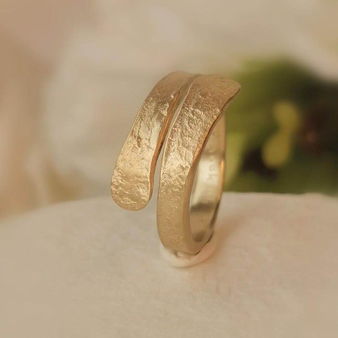 Gold Wrap Ring - Spiral Band Ring, Hammered Gold Plated Ring, Gold ...