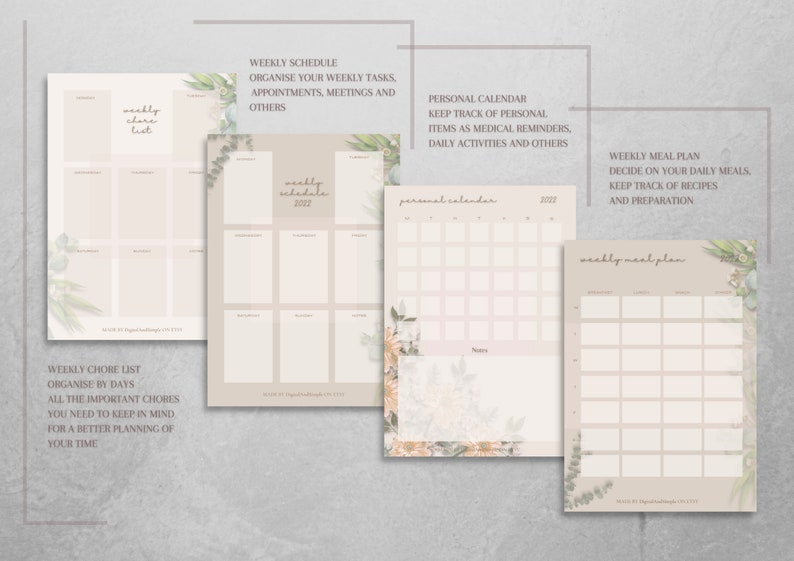 2022 Boho Editable Planner | 2022 Boho Printable Planner | Daily ...