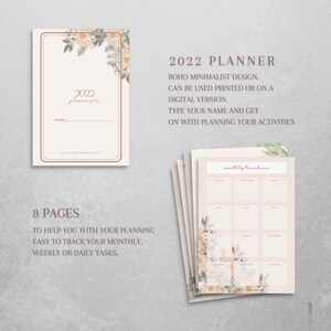 2022 Boho Editable Planner | 2022 Boho Printable Planner | Daily ...