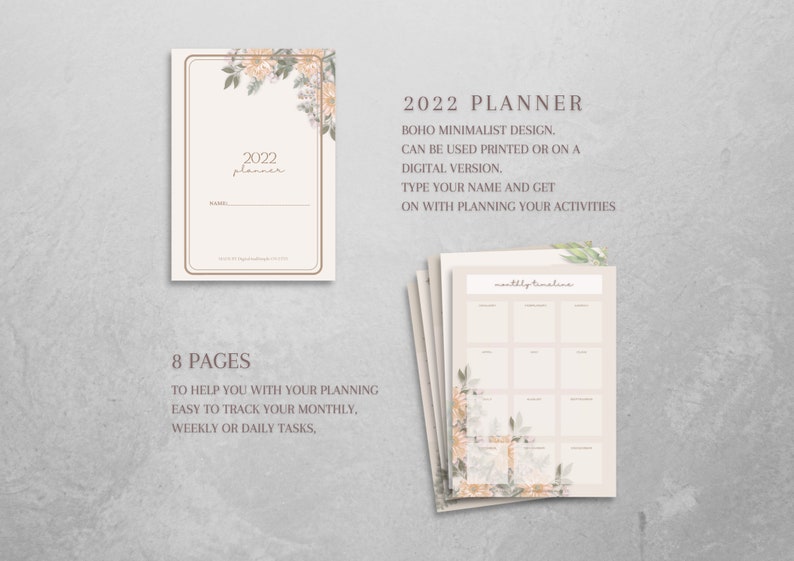 2022 Boho Editable Planner | 2022 Boho Printable Planner | Daily ...