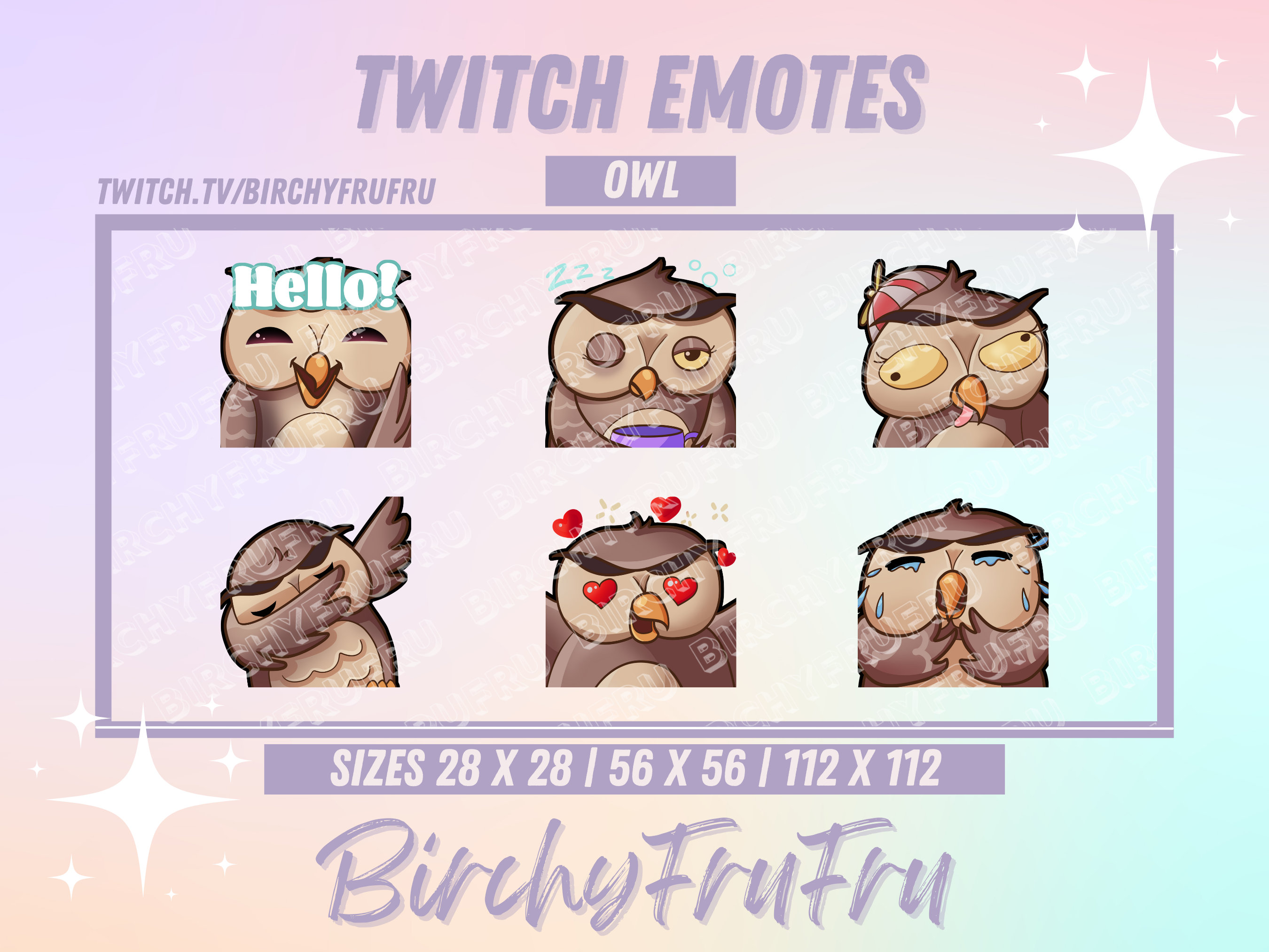 Twitch Owl Emote Pack - Etsy
