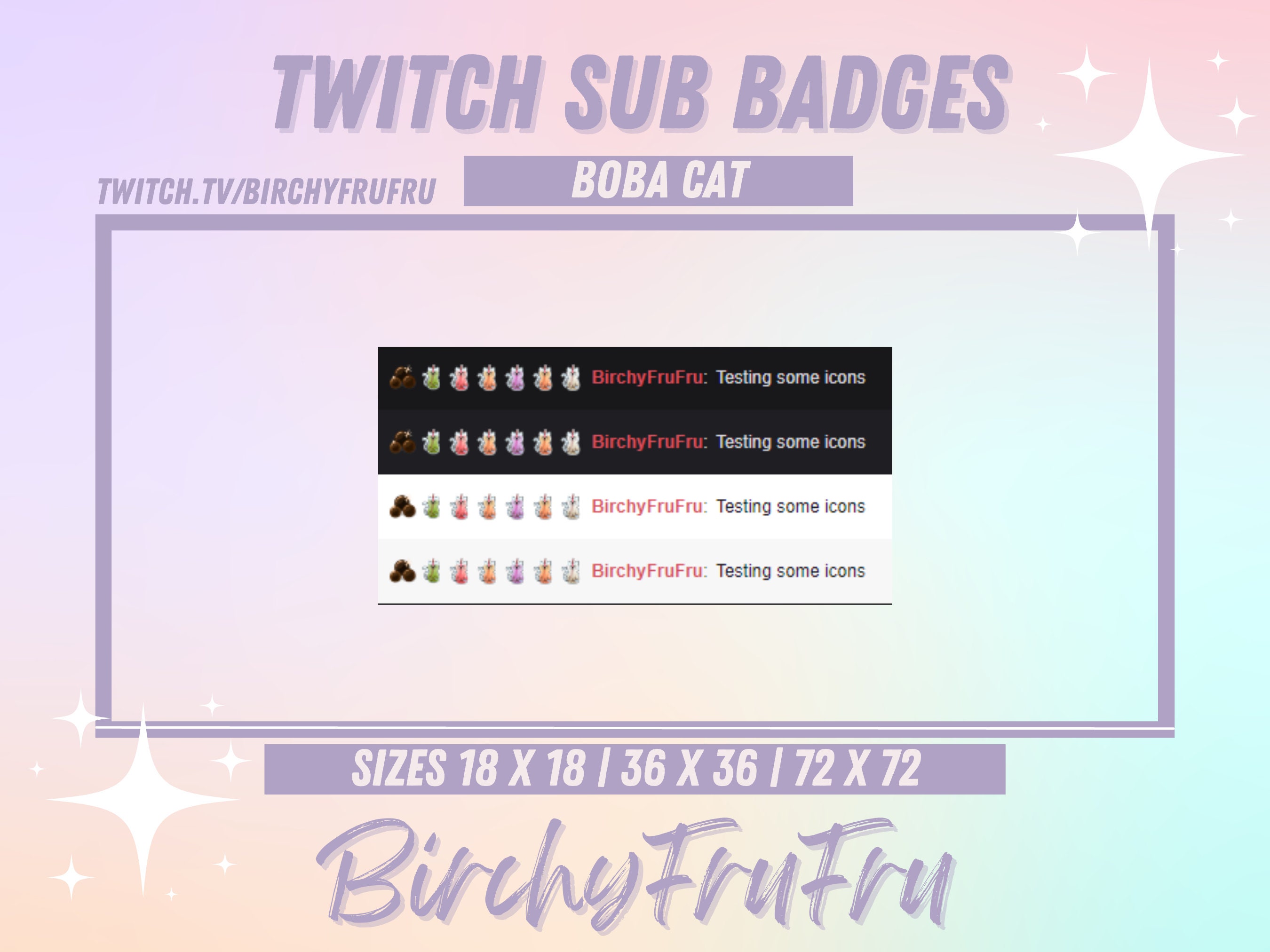 Twitch Boba Cat Sub Badges Pack - Etsy