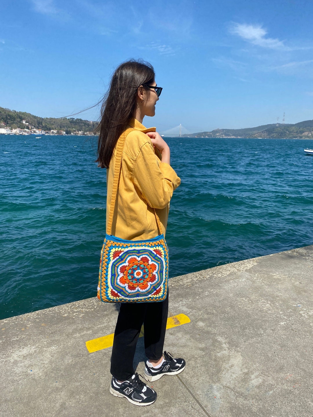 Handmade Granny Square Crochet Bag: Boho Afghan Cotton Purse - Etsy