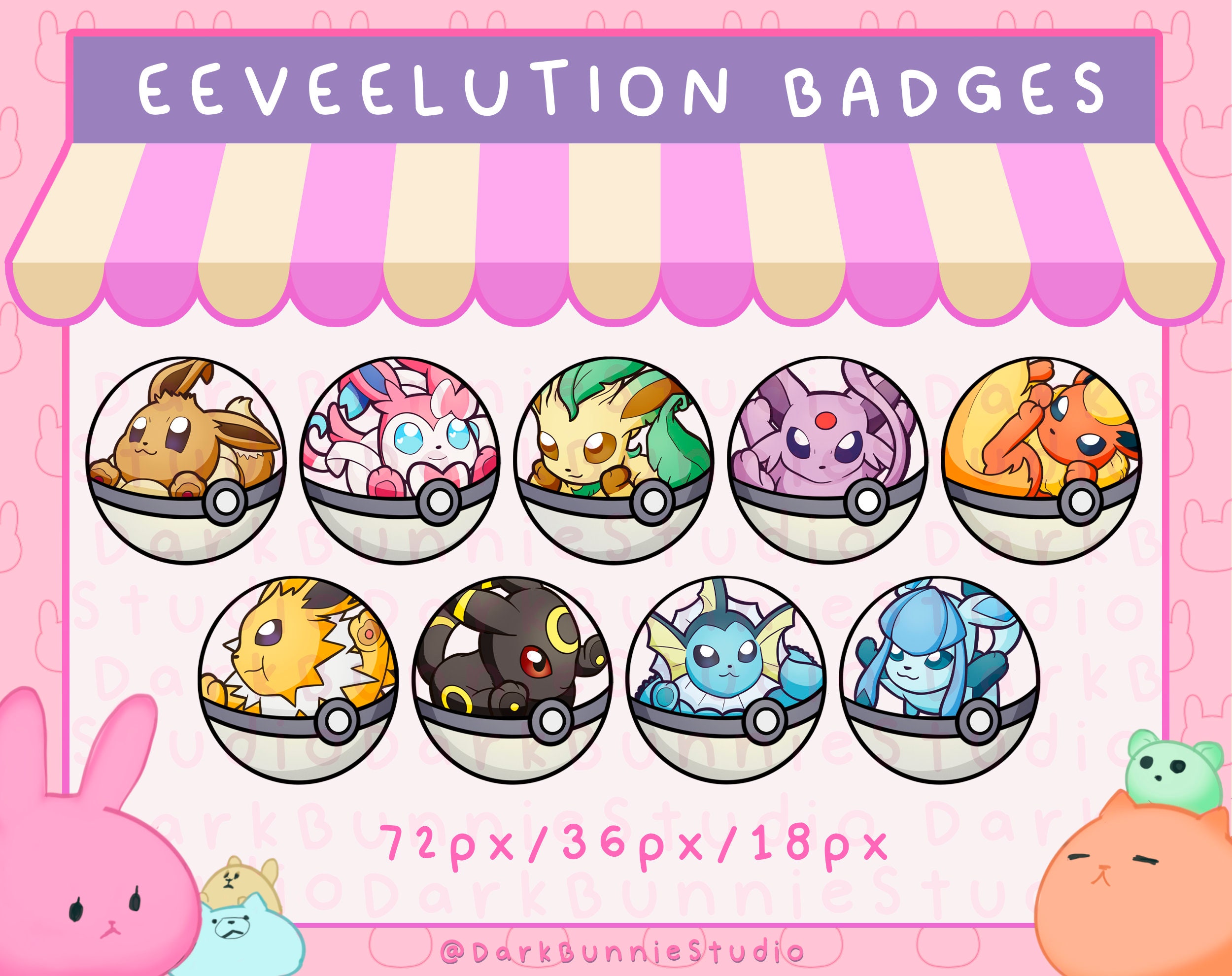 Eevee Evolution in Pokeball Badges | Twitch | Discord - Etsy