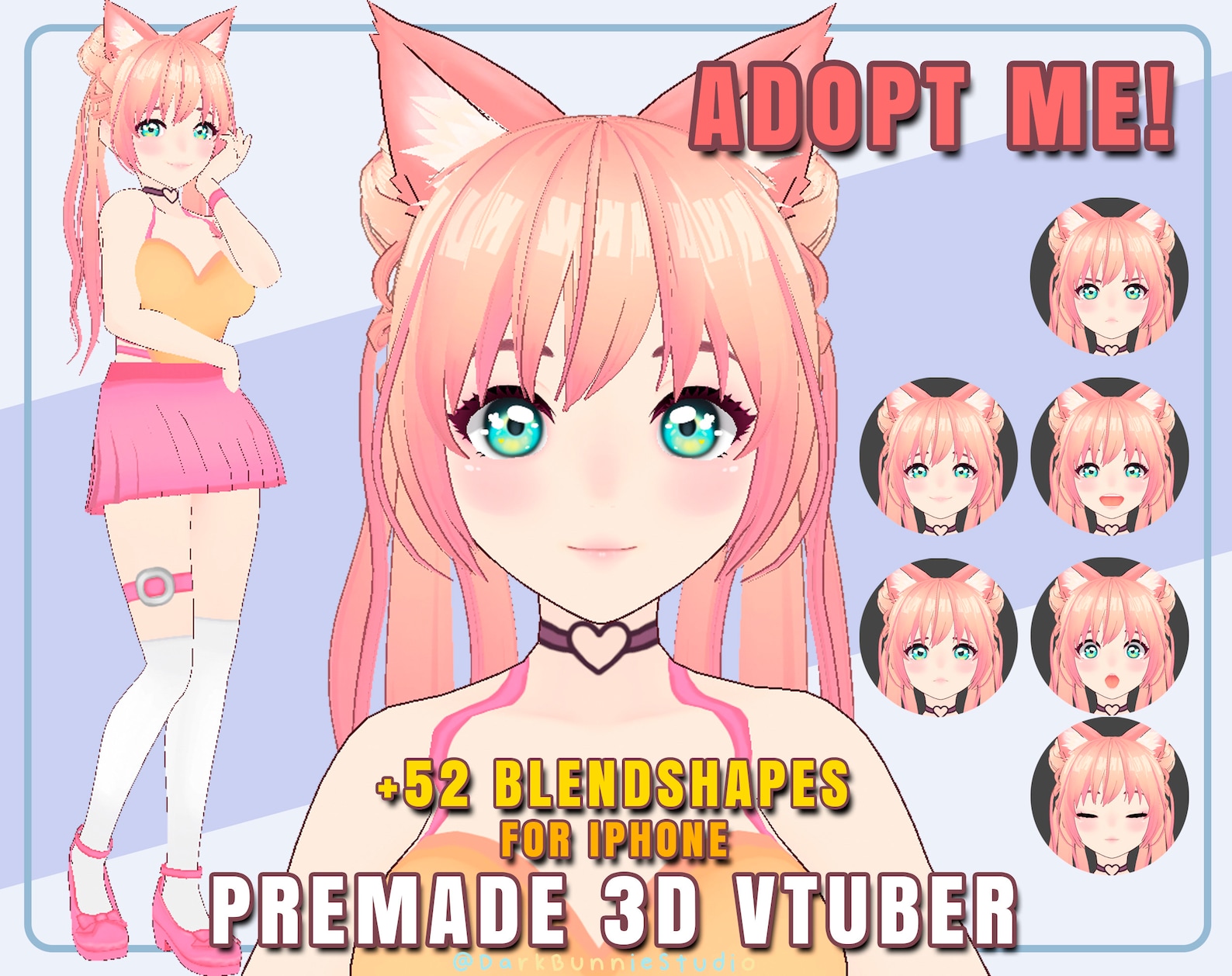 Premade 3D VTUBER Model Adoptable 52 BLENDSHAPES for Iphone/ipad VRM ...