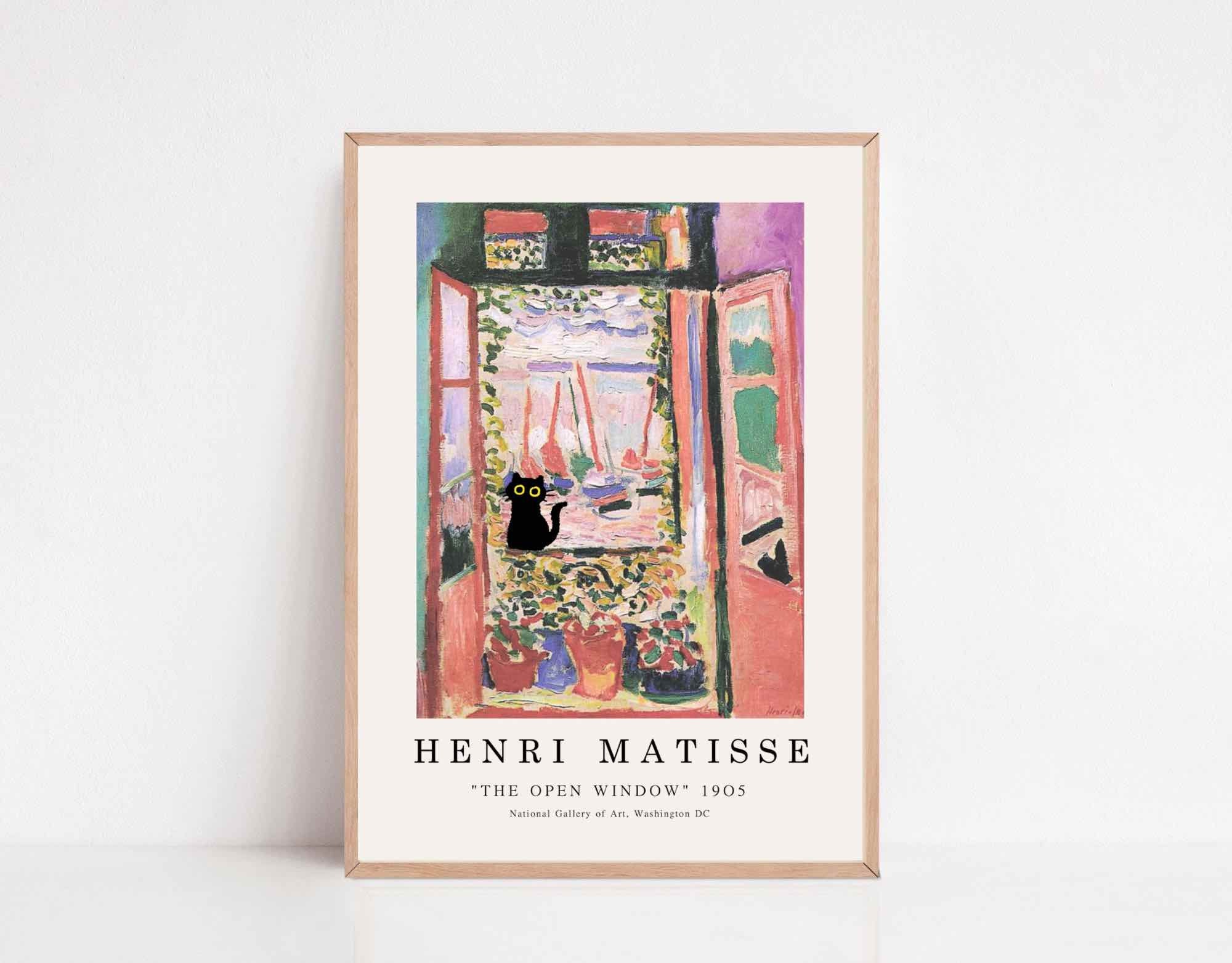 Henri Matisse Cat Print, Matisse Open Window Cat Poster, Black Cat Art sold by Zulu Cook Islands ...