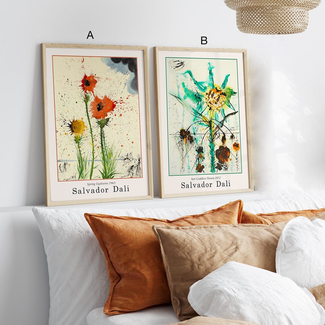Salvador Dali Flower Print Set of 2, Dali Art,surrealism,retro Gallery ...