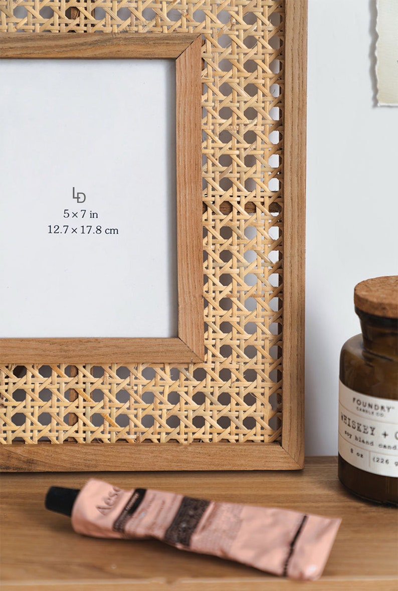 Natural Rattan Photo Frame5x7 In'' Glass Natural - Etsy