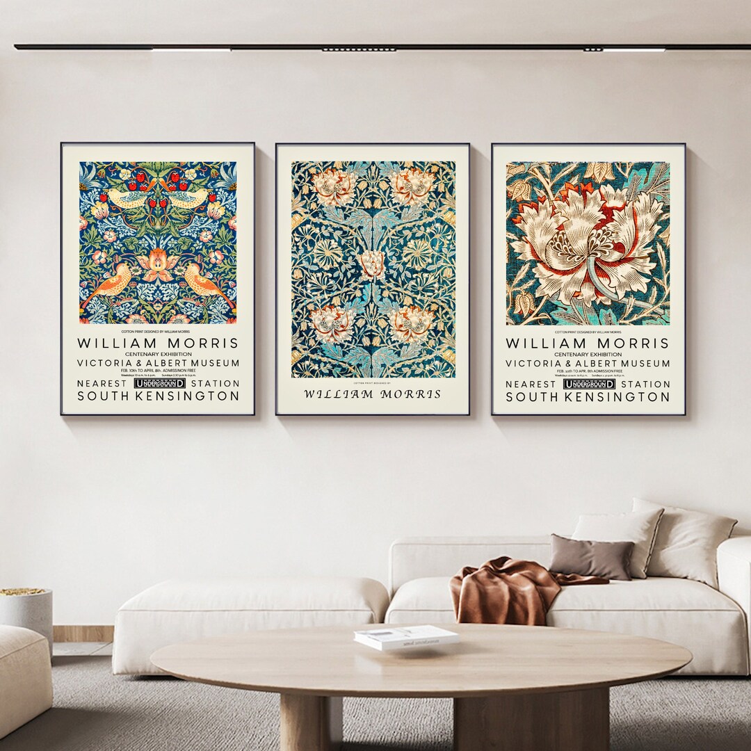 William Morris Prints Set of 3,william Morris Poster, Morris Exhibition ...