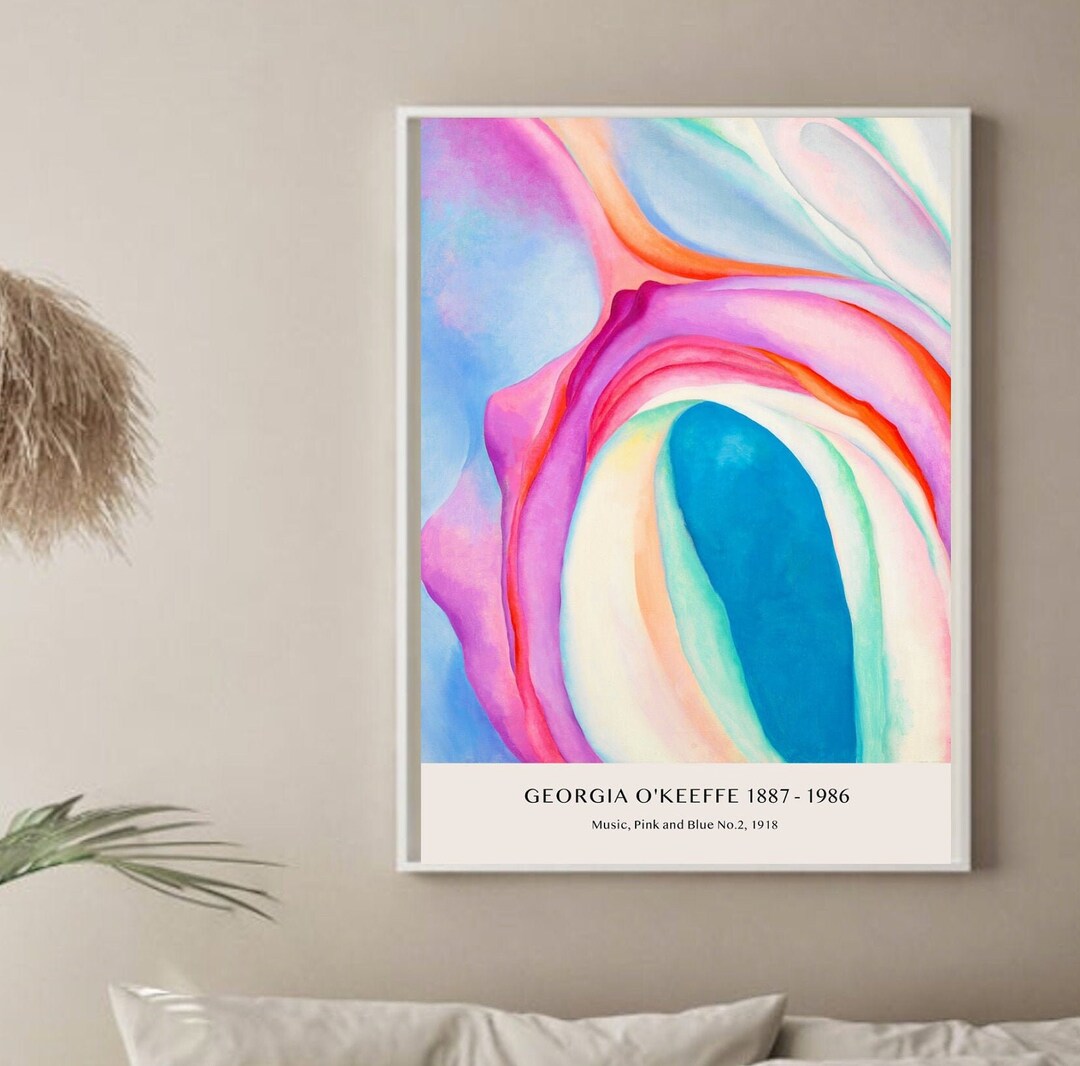 Georgia O'keeffe Poster, Music, Pink and Blue No. 2, Floral Wall Art ...