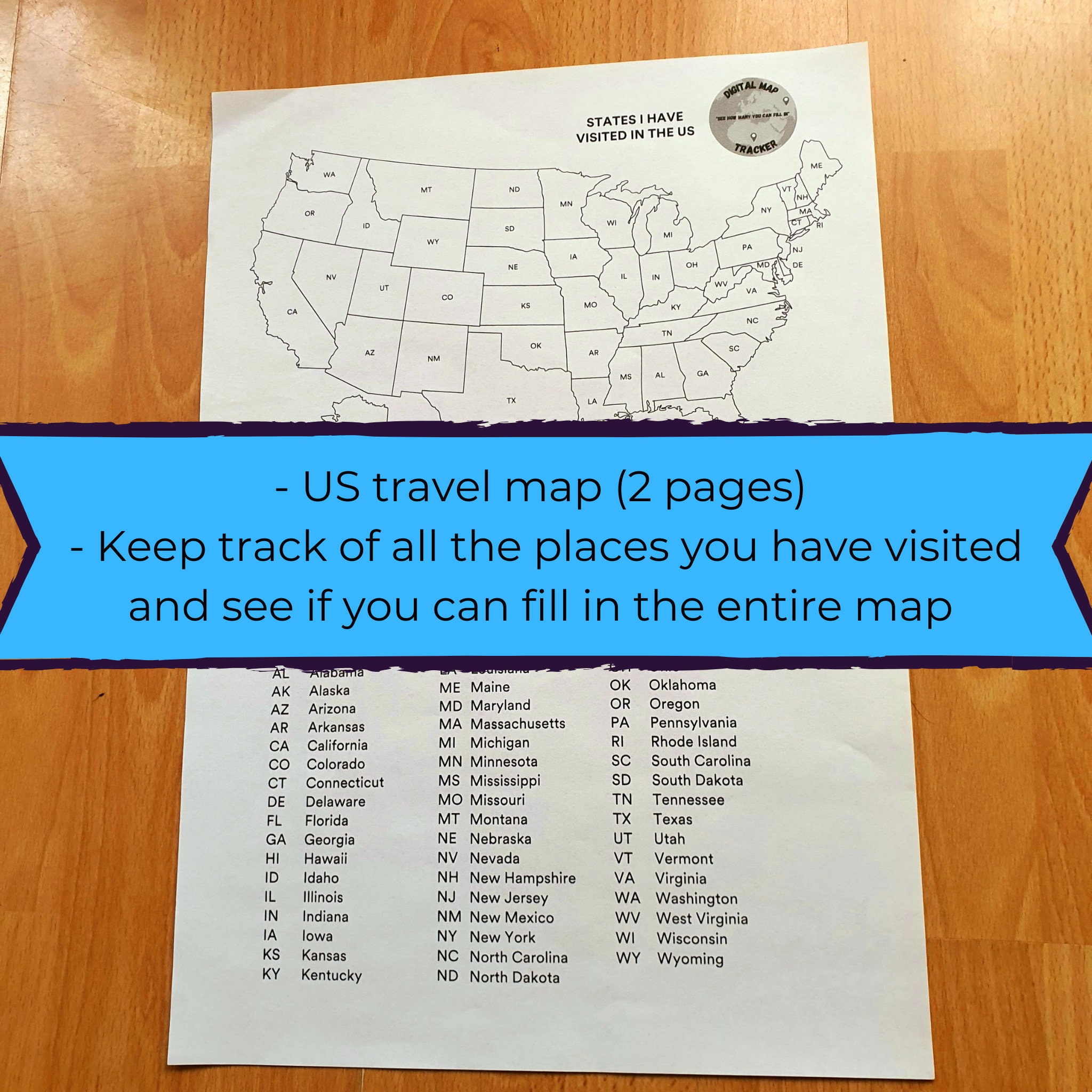 PDF Colouring Map Travel Gift Printable Download US Travel Map Guide 1 ...