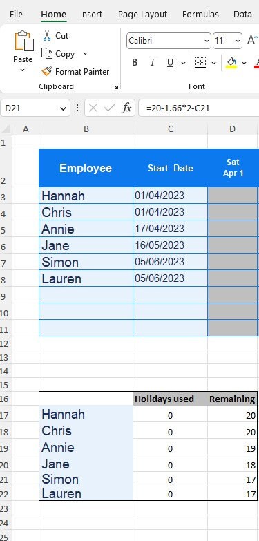 Office Holiday Chart Excel Template - Etsy