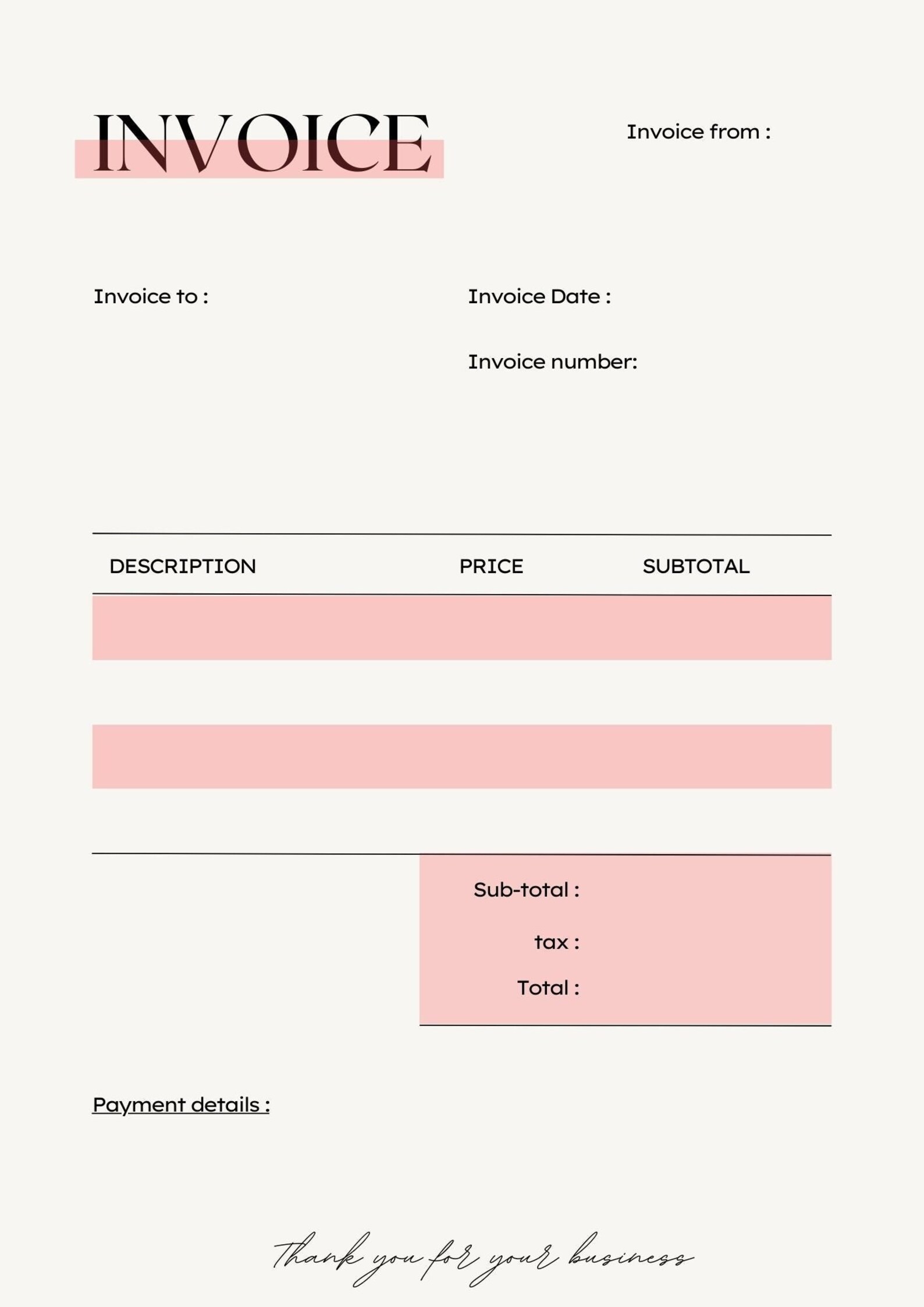 Printable Invoice Template - Red - Etsy