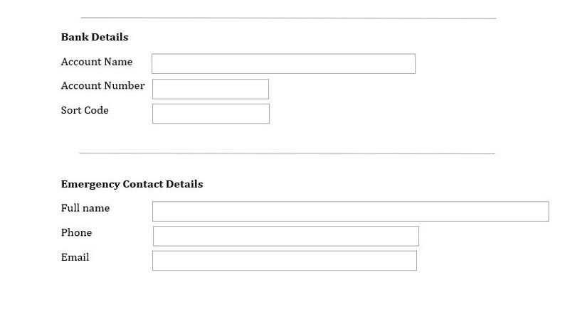 New Starter Form Word Template - Etsy